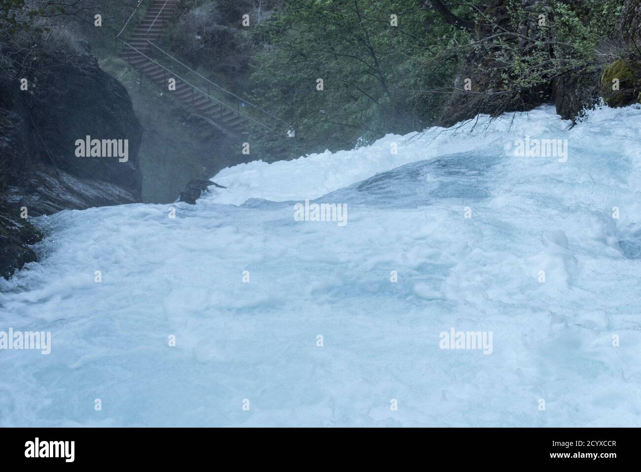 waterfall or cascade in nature, fresh water running down a cliff Stock ...