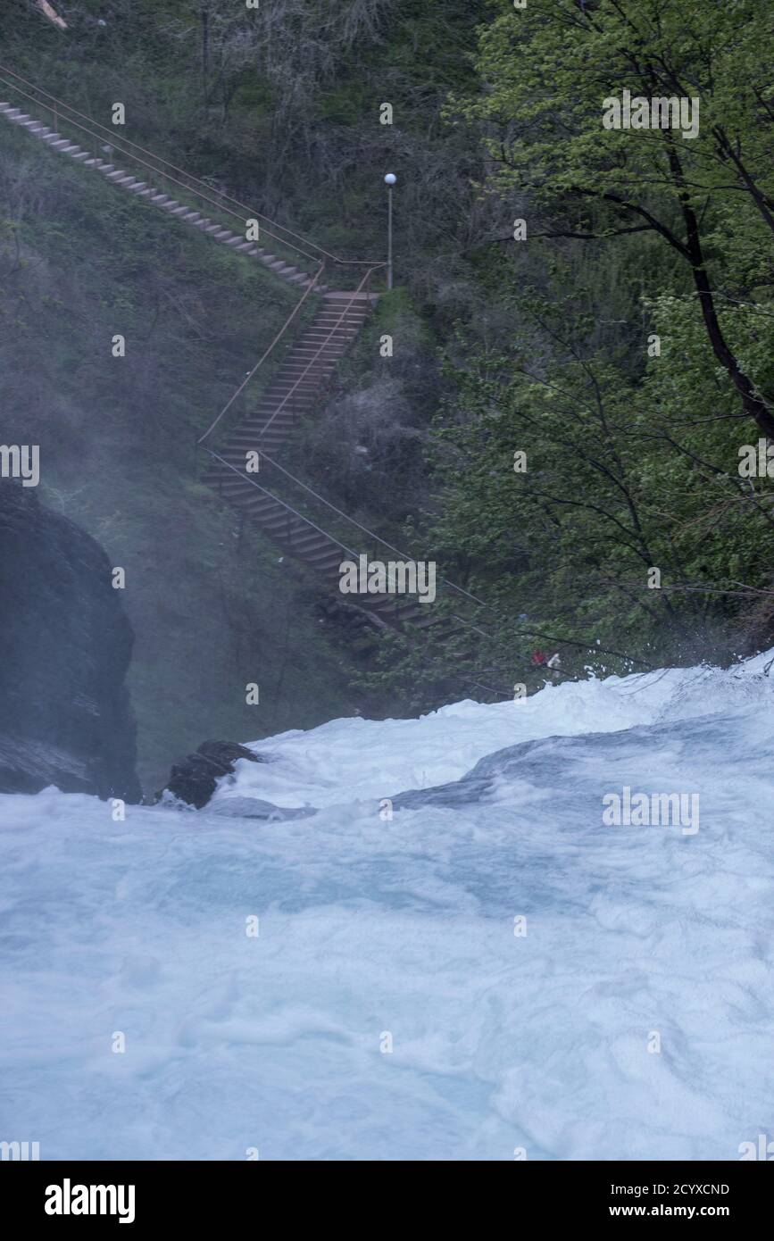 waterfall or cascade in nature, fresh water running down a cliff Stock ...