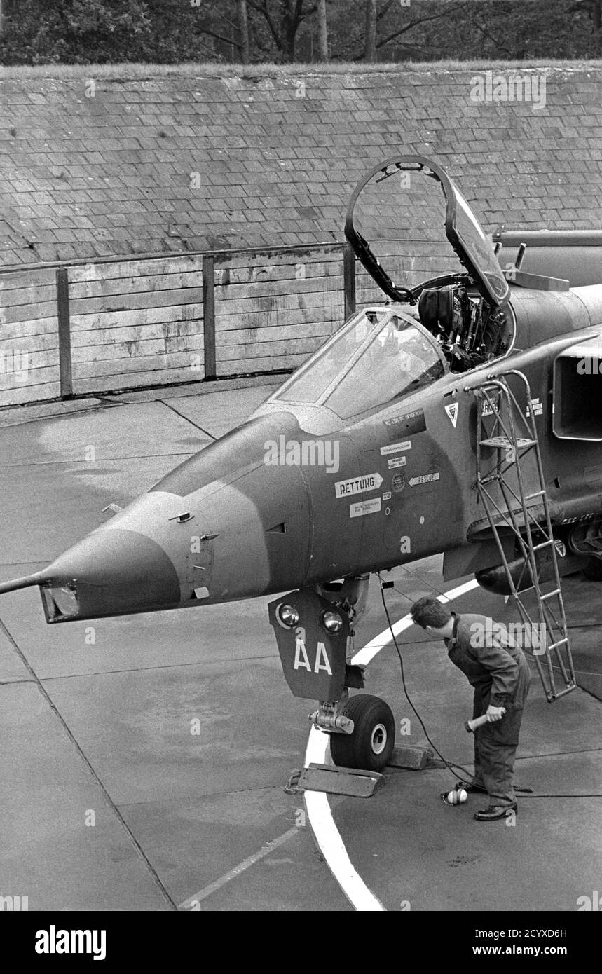 NATO in Germany, British SEPECAT Jaguar strike aircraft in its armored ...