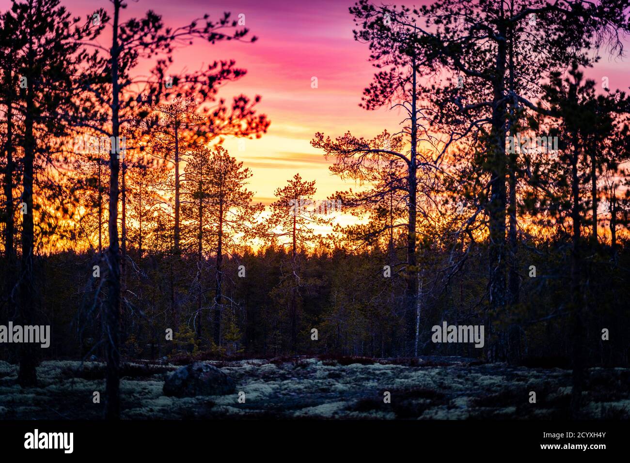 Sunset in finland Stock Photo - Alamy