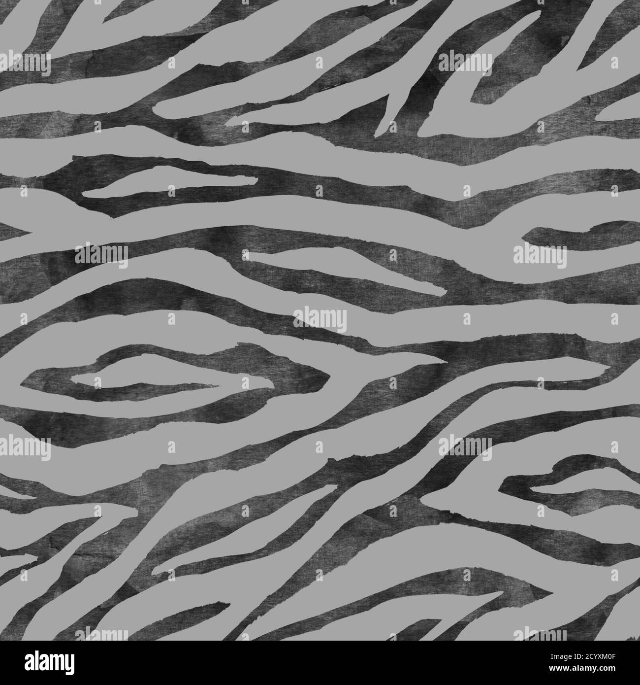 Gray zebra striped abstract seamless pattern. Watercolor hand drawn ...