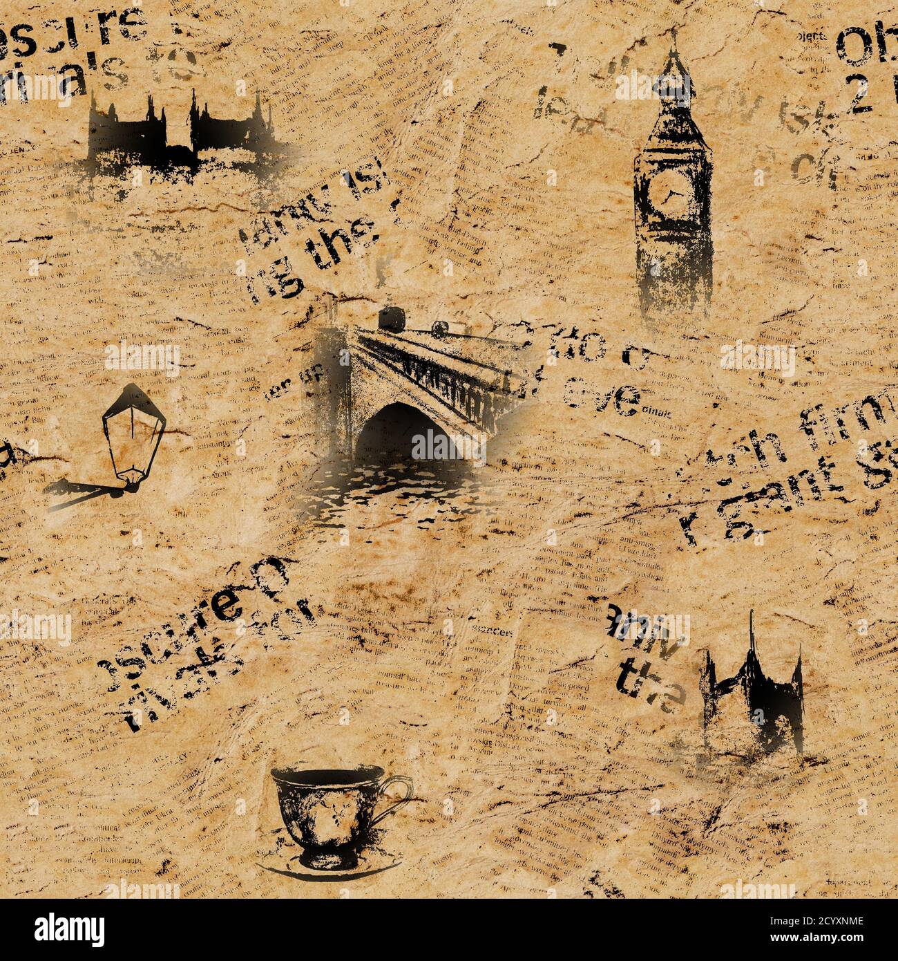 Beige old paper vintage grunge London background. Seamless texture with ...