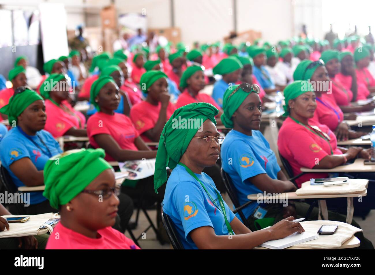 Female peacekeepers of AMISOM participated in a ceremony in Mogadishu ...