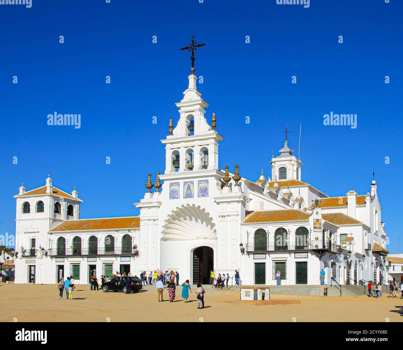 El Rocio, Spain - 27 APRIL 2019 : Hermitage of El Rocio Stock Photo - Alamy
