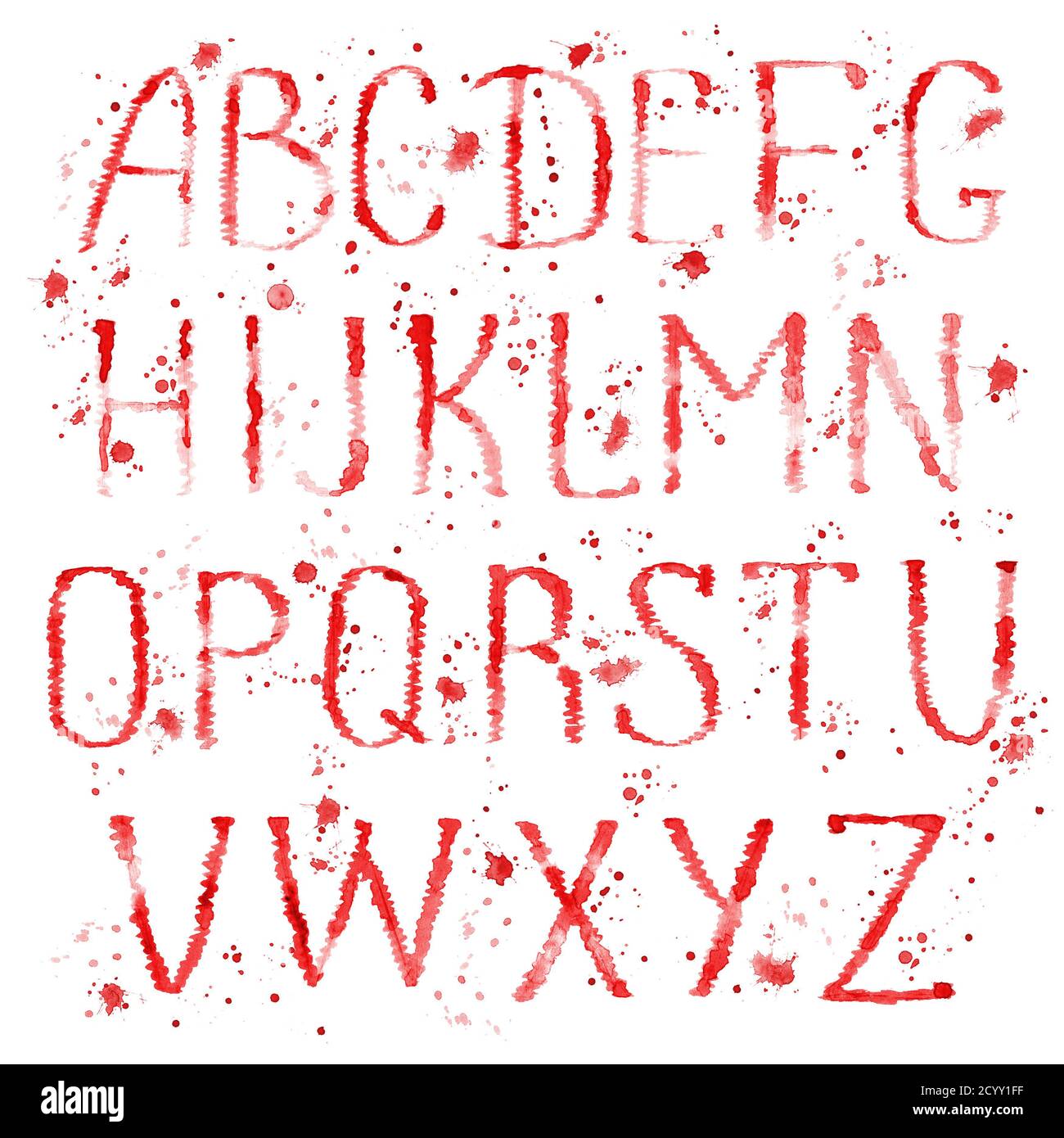 Red alphabet. Watercolour hand drawn english alphabet letters with ...