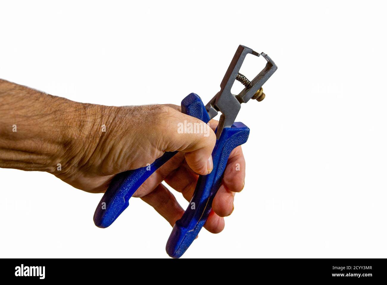 Combination pliers for electrical work isolated against a white ...
