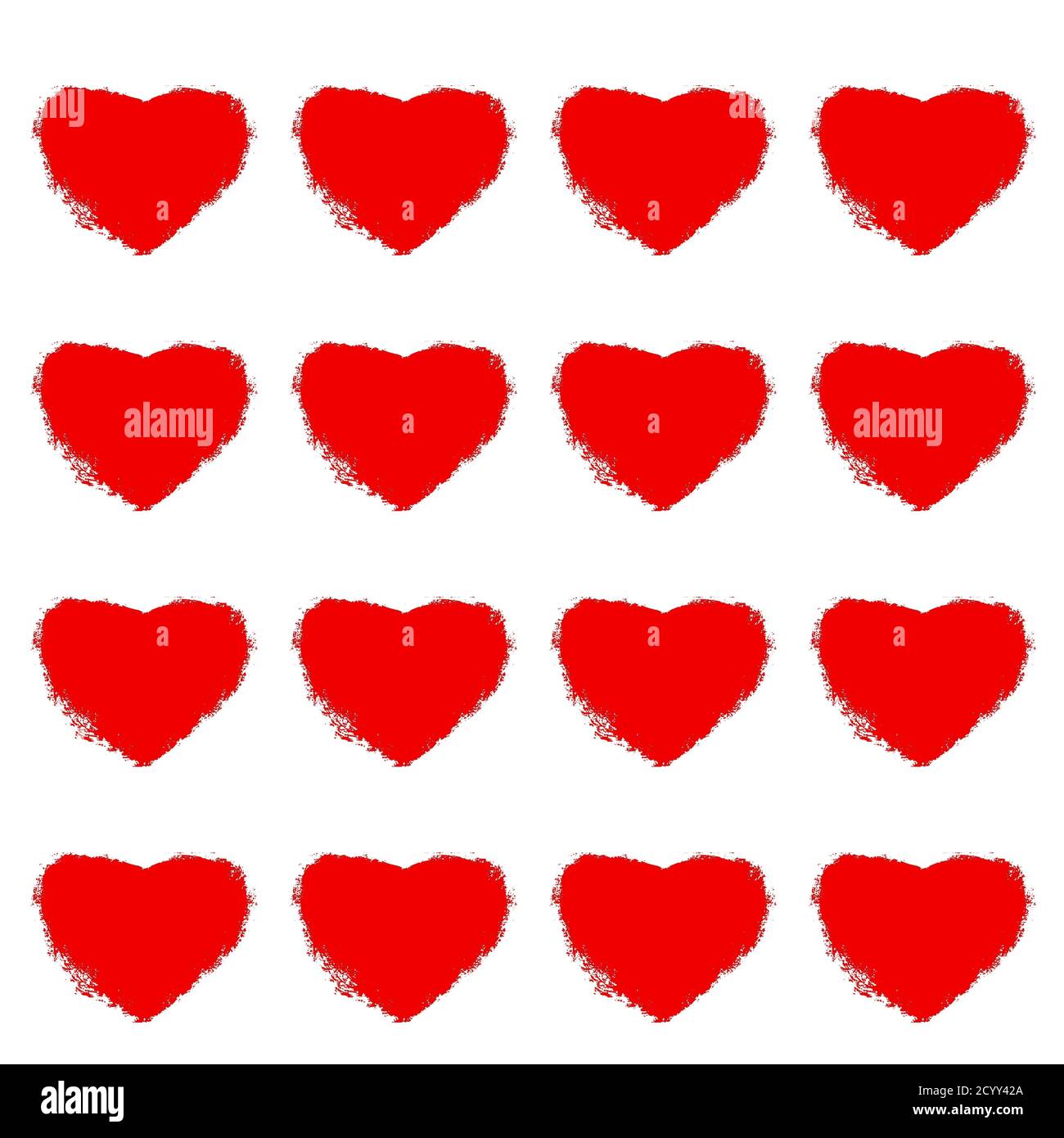 Red heart pattern in frayed hearts on a white background. 12x12 digital ...
