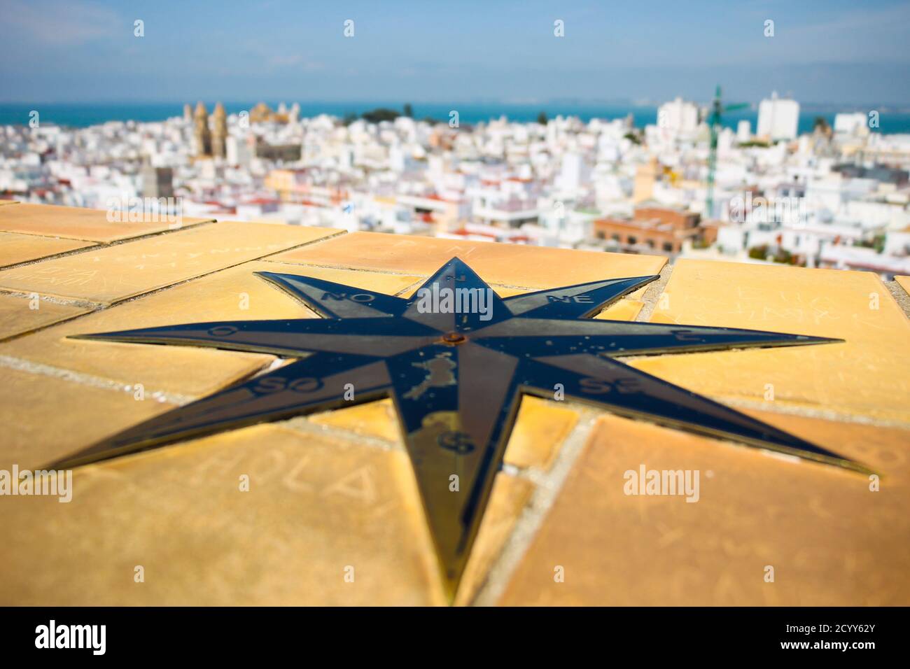 The compass above Tavira Tower, the highest tower in Cadiz Spain Stock ...