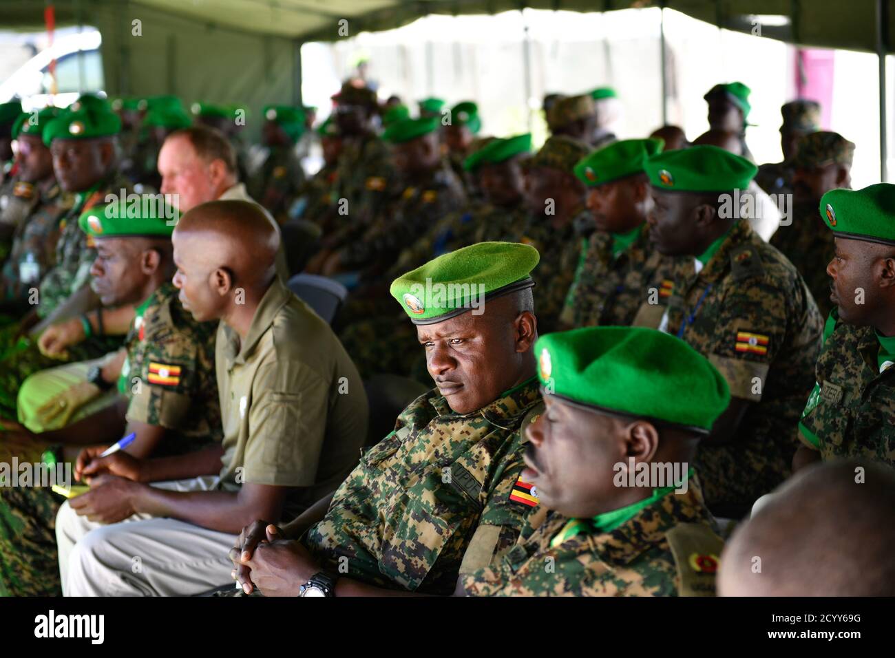 Ugandan soldiers serving with the African Union Mission in Somalia ...
