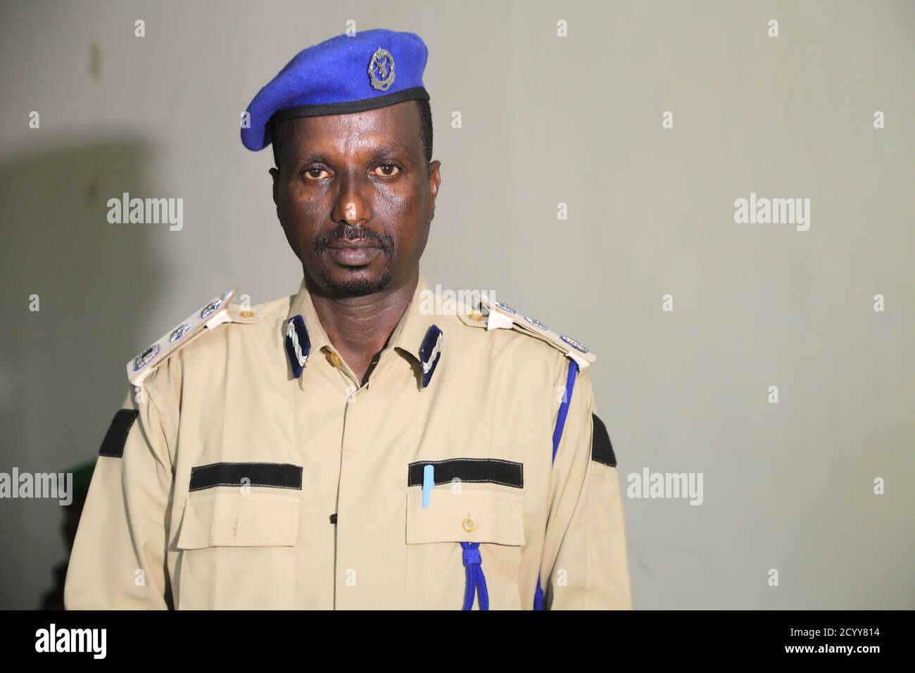 Col. Isak Ali Abdulle, the Police Commander for Hiran Region speaks to ...