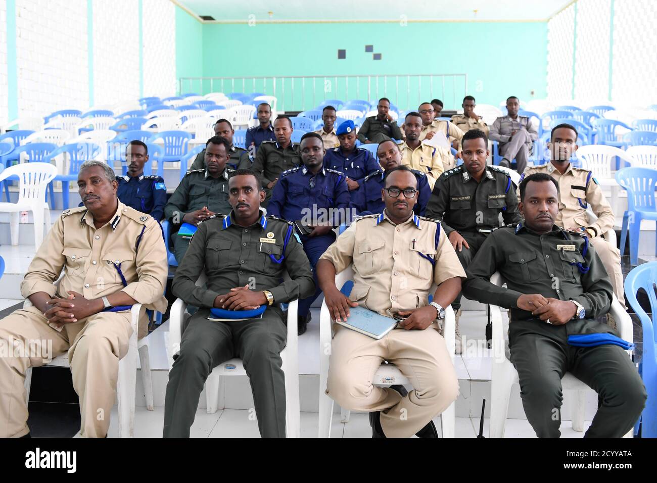 Officers from the Somali Police Force attend a human rights and ...