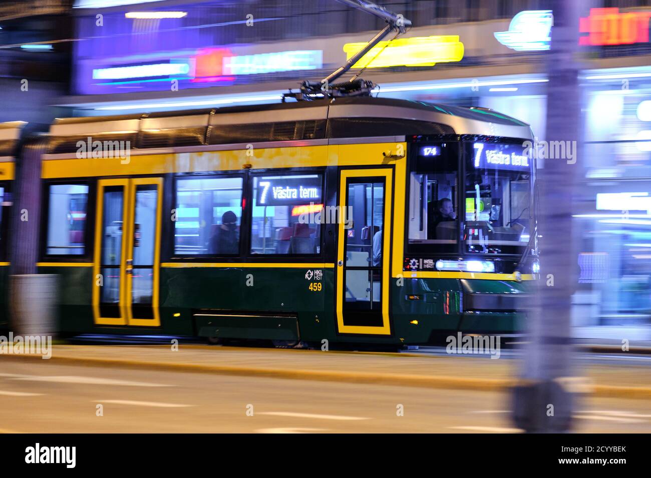 Helsinki, Finland - September 19, 2020: The tram is moving on the ...