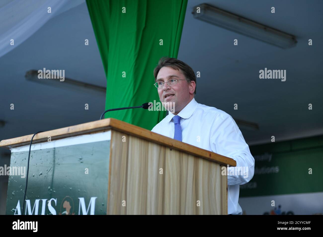 British Ambassador to Somalia, Ben Fender, speaks at an Africa Day ...