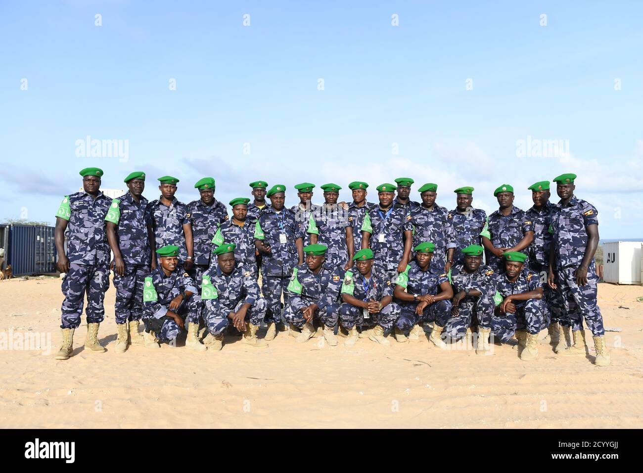 Members of the AMISOM Uganda Formed Police Unit 7 (FPU-7), also known ...