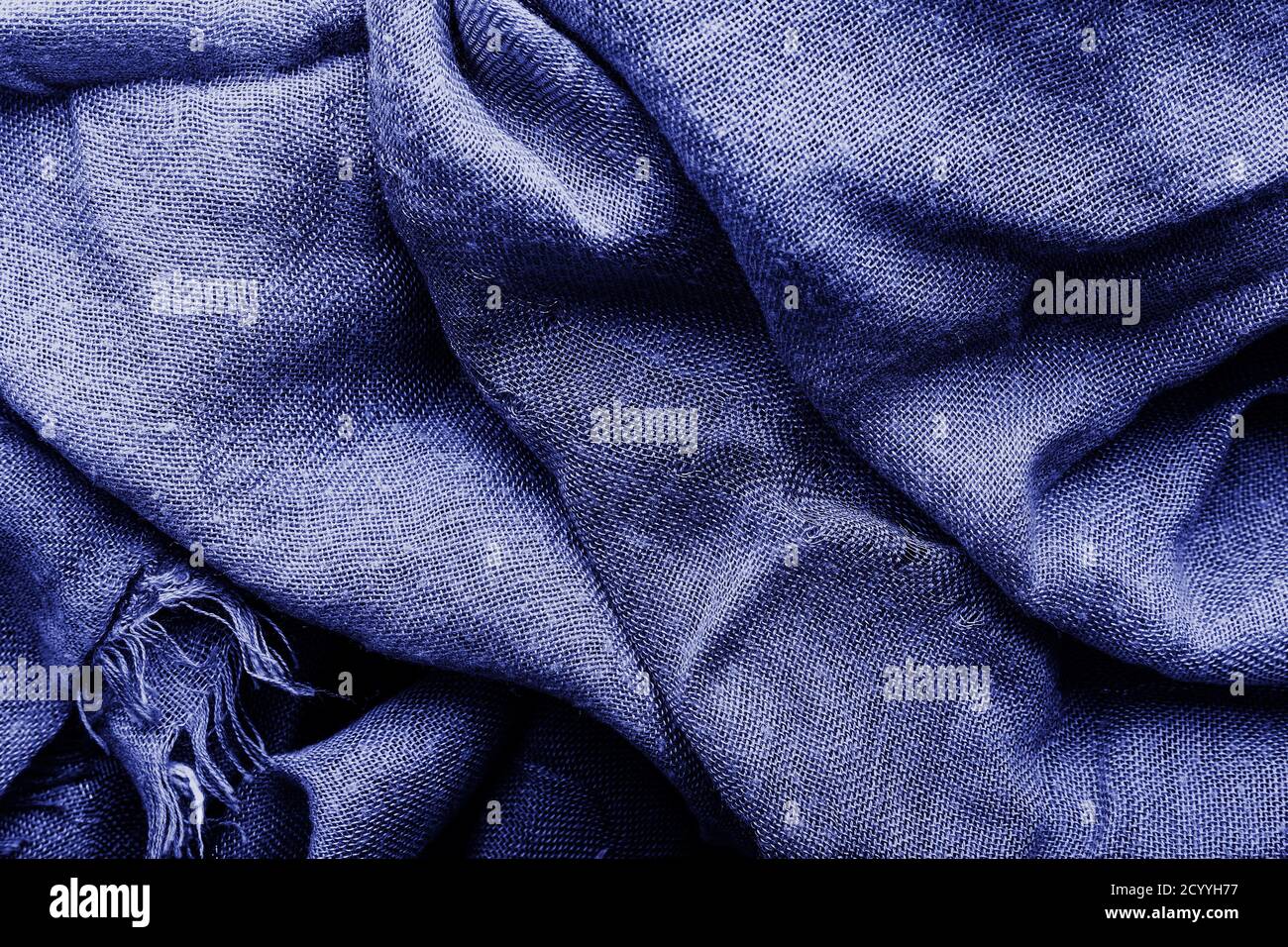 Classic blue color 2020. Texture of painted textile waves. Classic blue ...