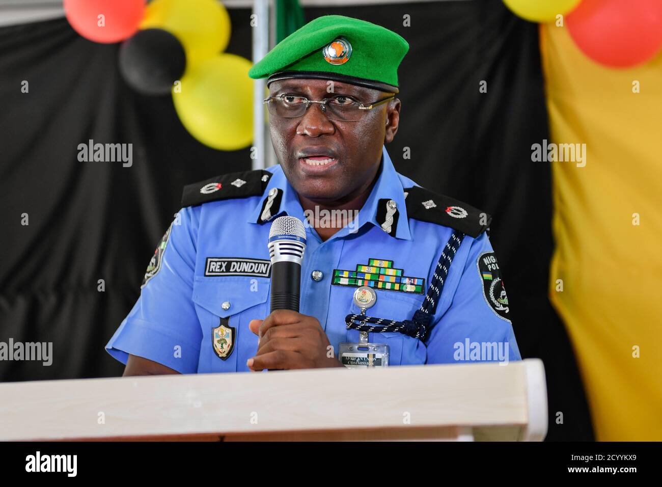 | FILE PHOTO | AMISOM Police Chief of Staff, Rex Dundun, addresses ...