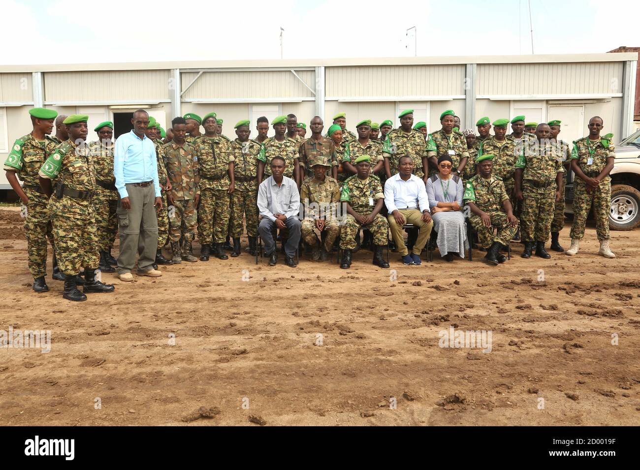 Military officers from the African Union Mission in Somalia (AMIOM) and ...
