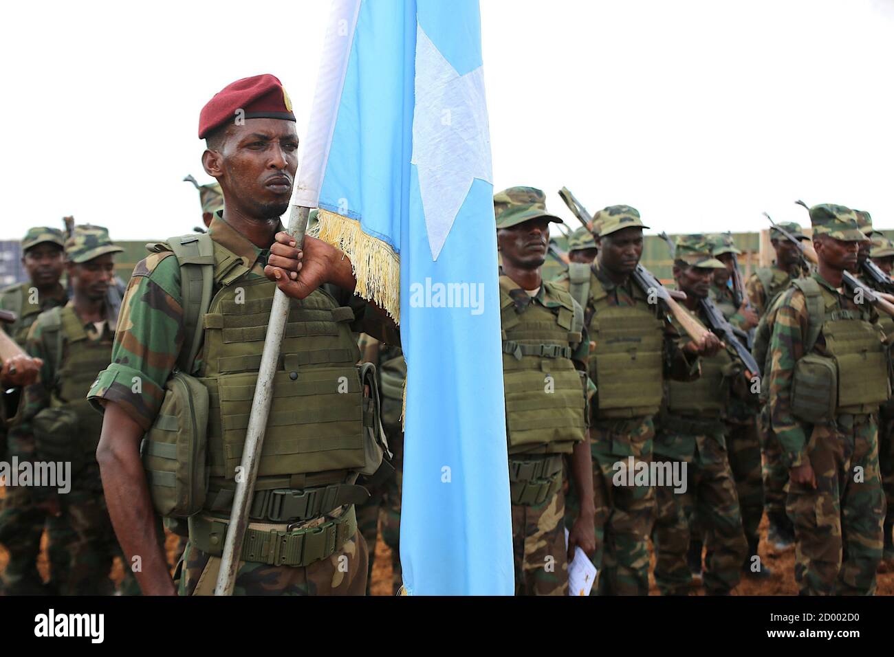 Soldiers belong to Somali National Army (SNA) on parade during a pass ...