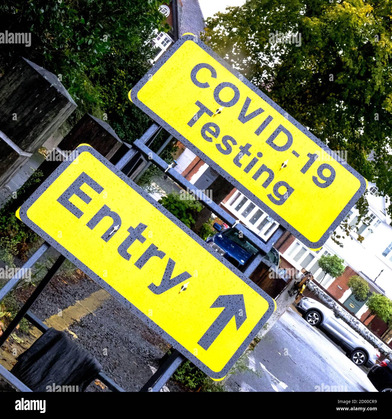 London UK, October 02 2020, NHS COVID-19 Testing Centre Direction Road ...