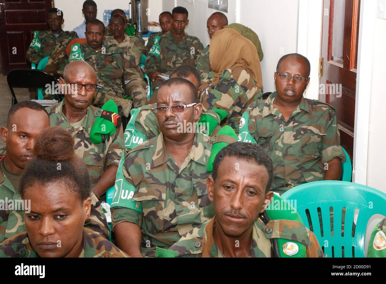Military officers of the Somali National Army and the African Union ...