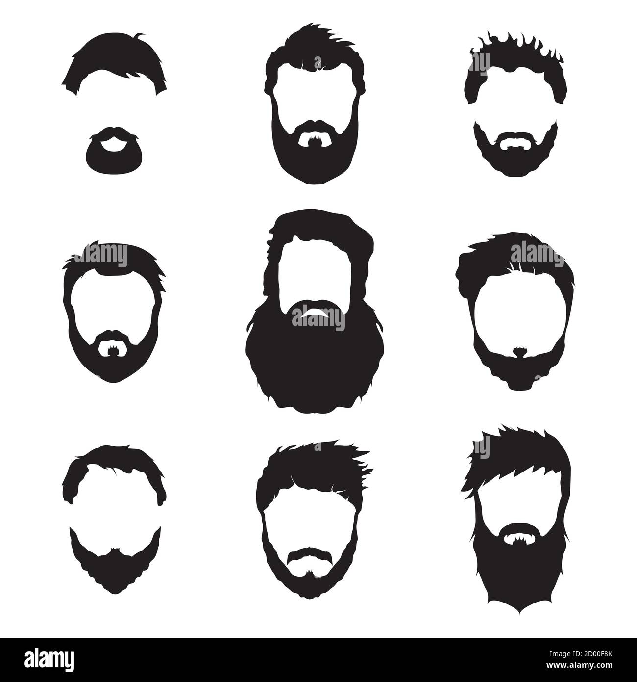 Men's fashion, silhouette, style, set of beards, vector illustration ...
