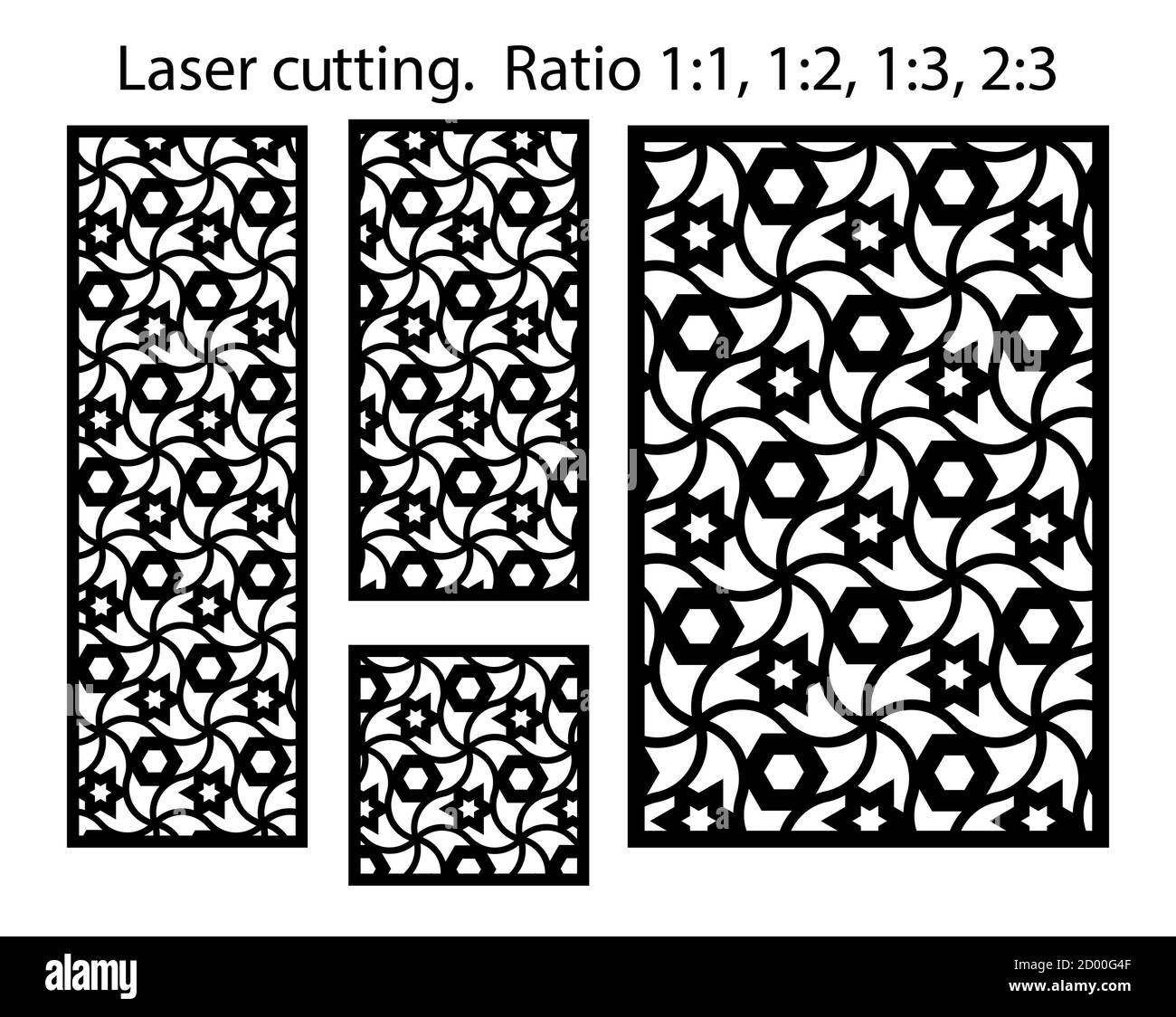 Cnc Geometric Template Set Laser Pattern Set Of Decorative Vector Panels For Laser Cutting