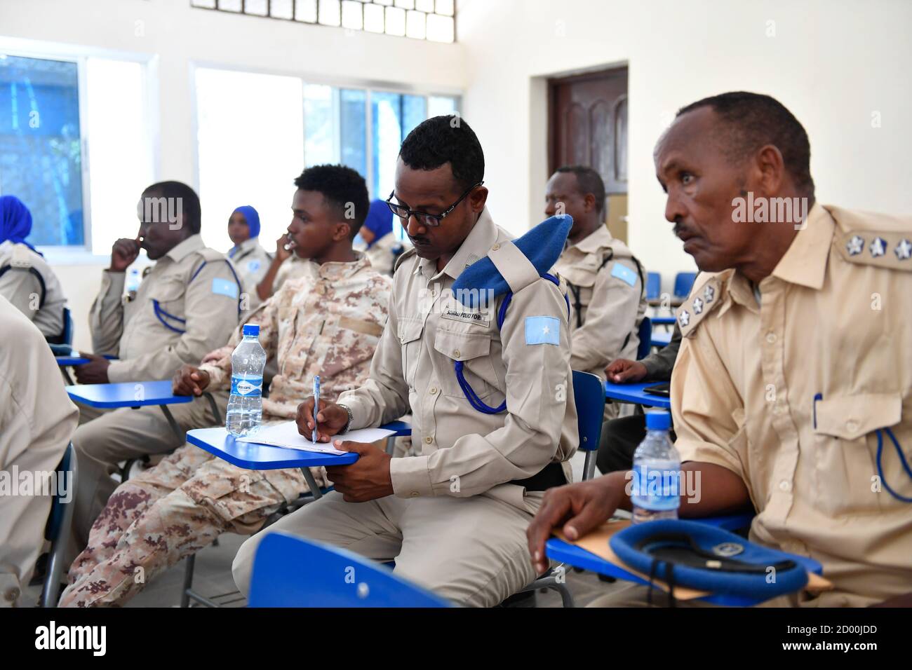 Somali Police Force (SPF) officers attend on a capacity building ...
