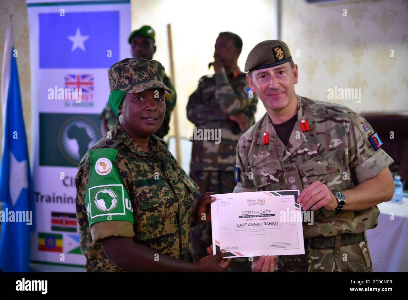 The Commander of British Forces in Somalia, Col. Tony Casey presents a ...