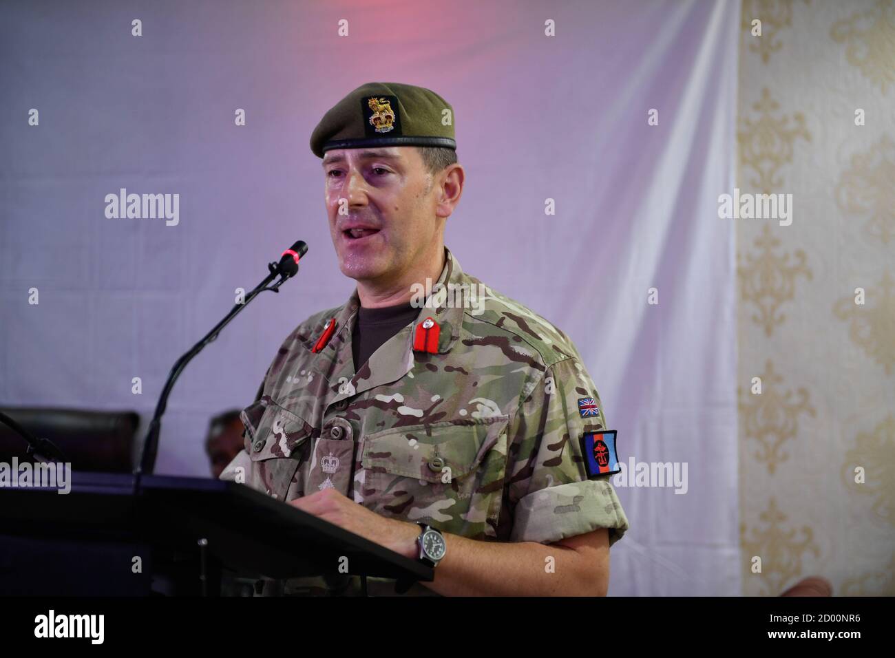 Col. Tony Casey, Commander of British Forces in Somalia, delivers a ...