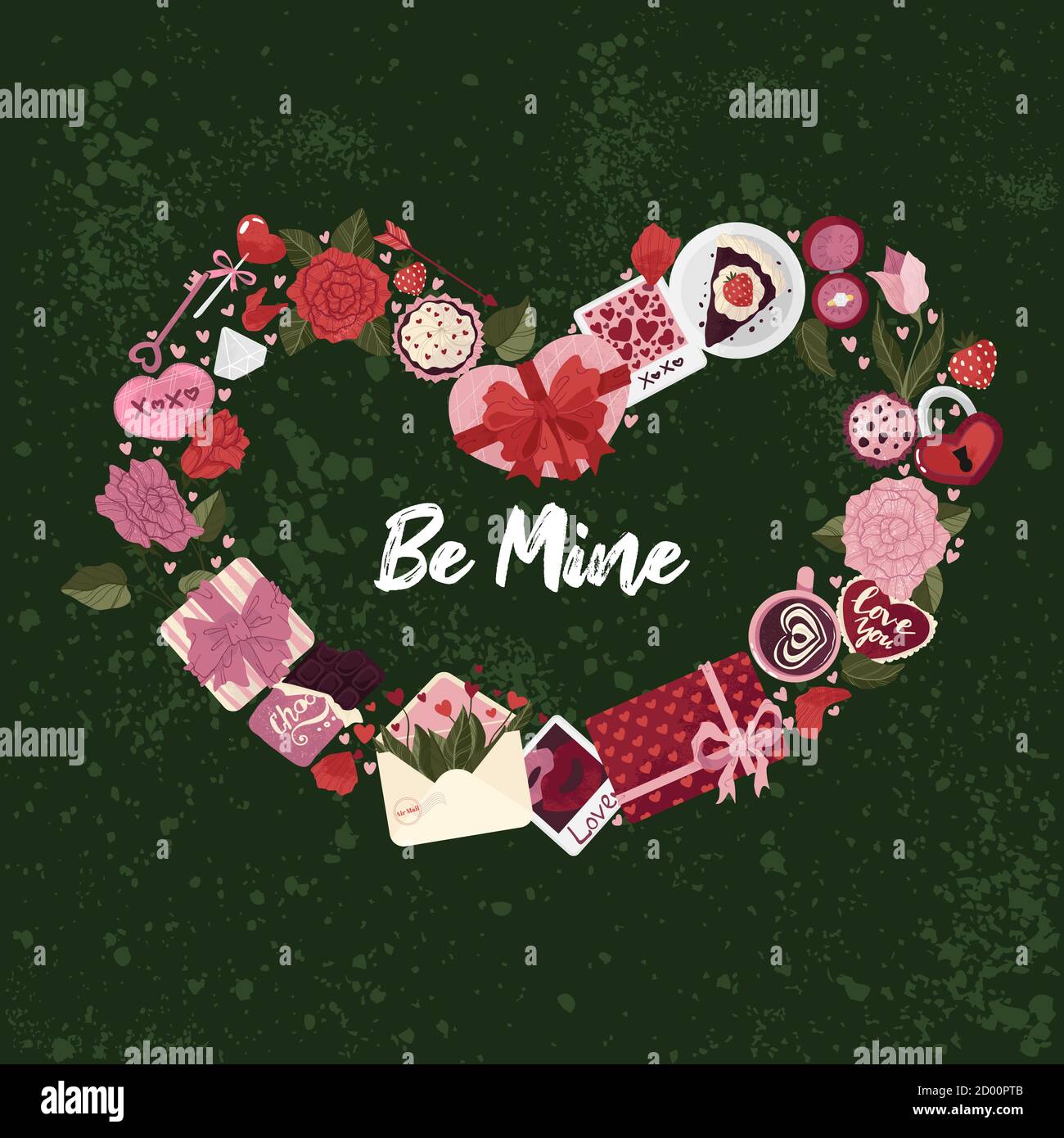 Cute Posters With Valentines Day Elements Greetings Heart Shape Frame