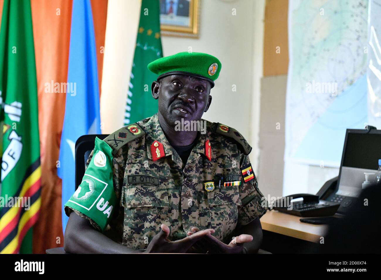 Brigadier Richard Otto, the Contingent Commander of Ugandan troops ...