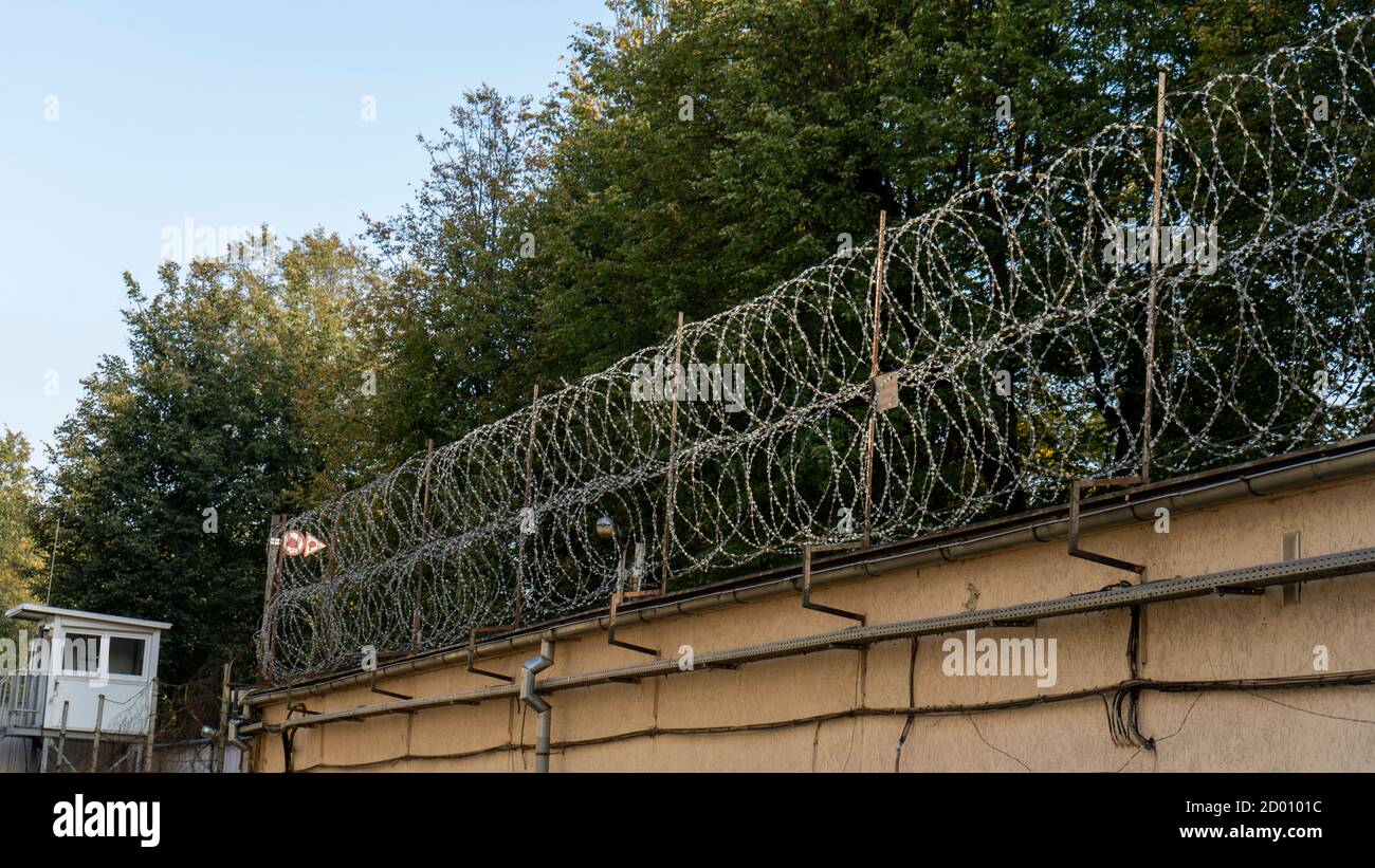 Prison Barbed Wire Fence.Prison Cell's Bars. Jail, Detail of ...