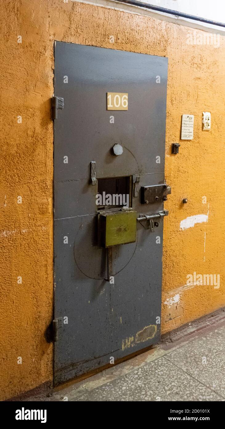 Prison's windows of metal door protect prisoner from inside to escape ...