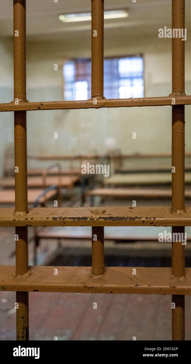 Light Coming in Through Prison Cell Bars Window. Empty Jail Cells ...