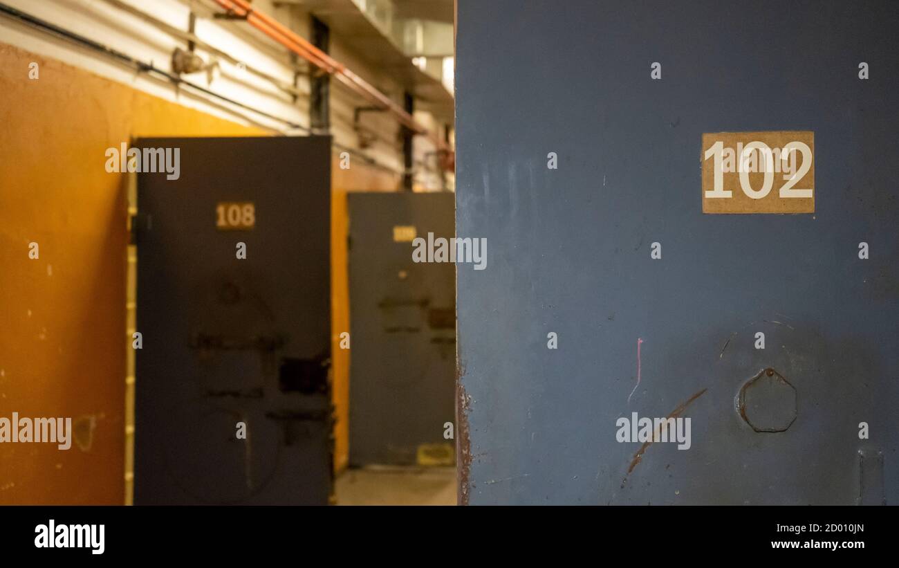 Prison's windows of metal door protect prisoner from inside to escape ...