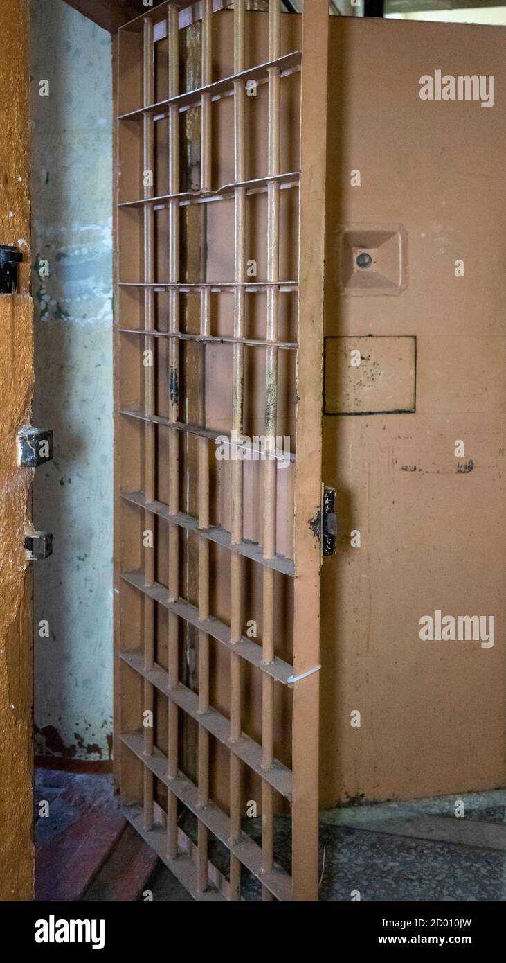 Prison's windows of metal door protect prisoner from inside to escape ...