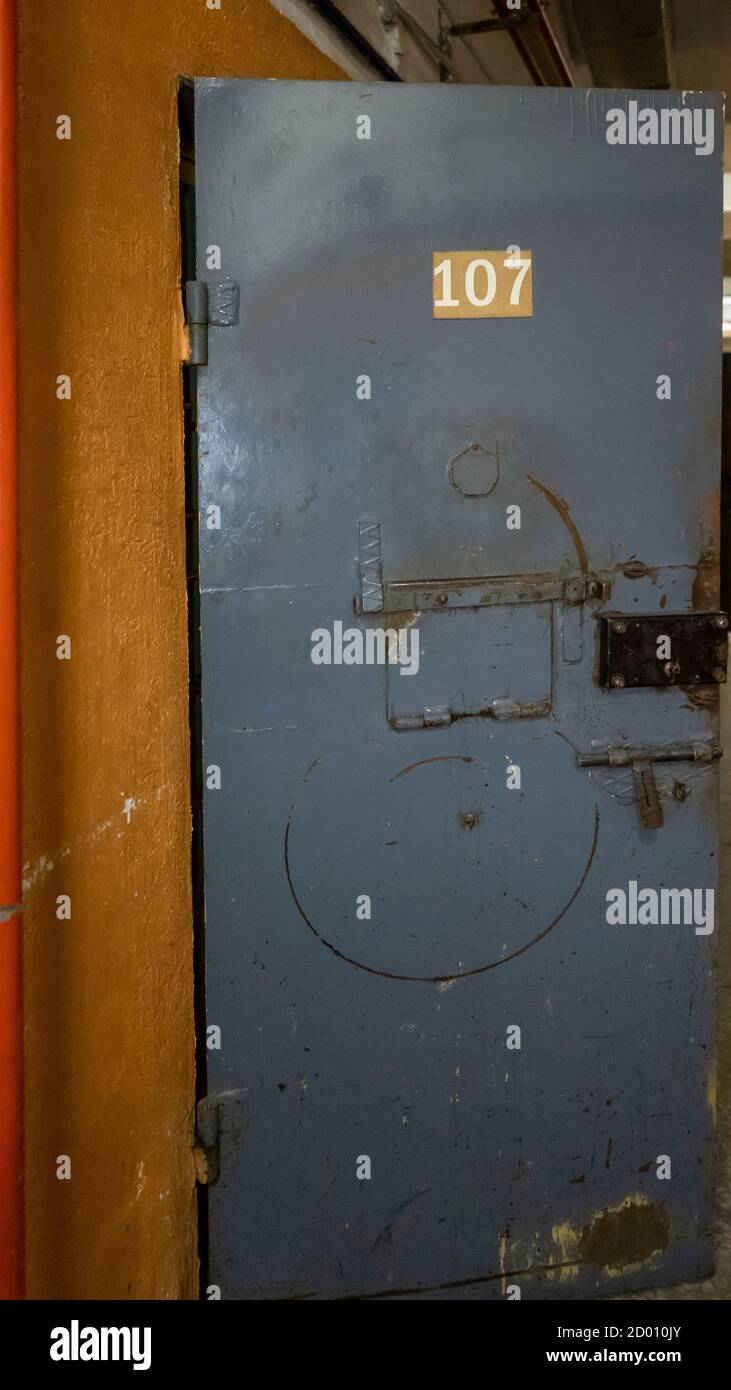 Prison's windows of metal door protect prisoner from inside to escape ...