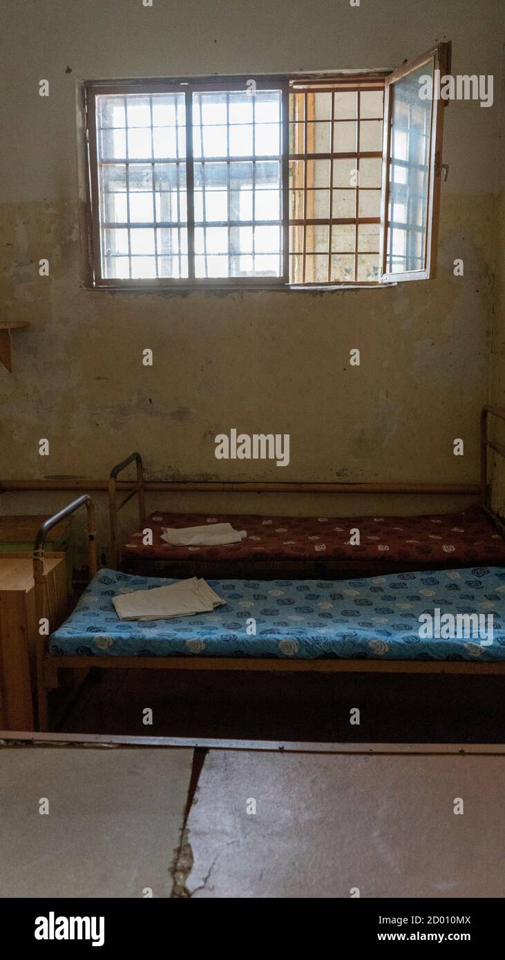 Light Coming in Through Prison Cell Bars Window. Empty Jail Cells ...