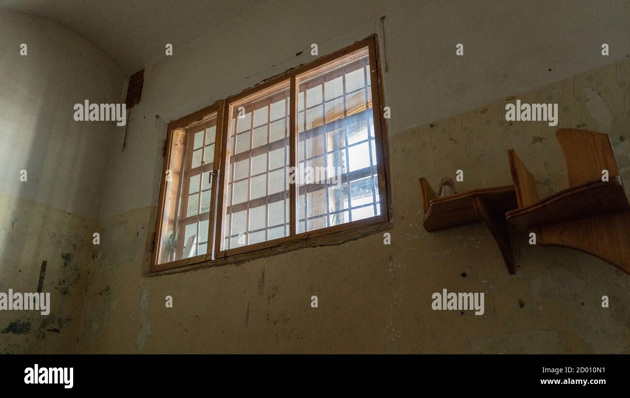 Light Coming in Through Prison Cell Bars Window. Empty Jail Cells ...