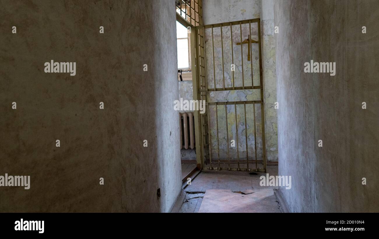 Light Coming in Through Prison Cell Bars Window. Empty Jail Cells. Prison Interior. Concept of ...