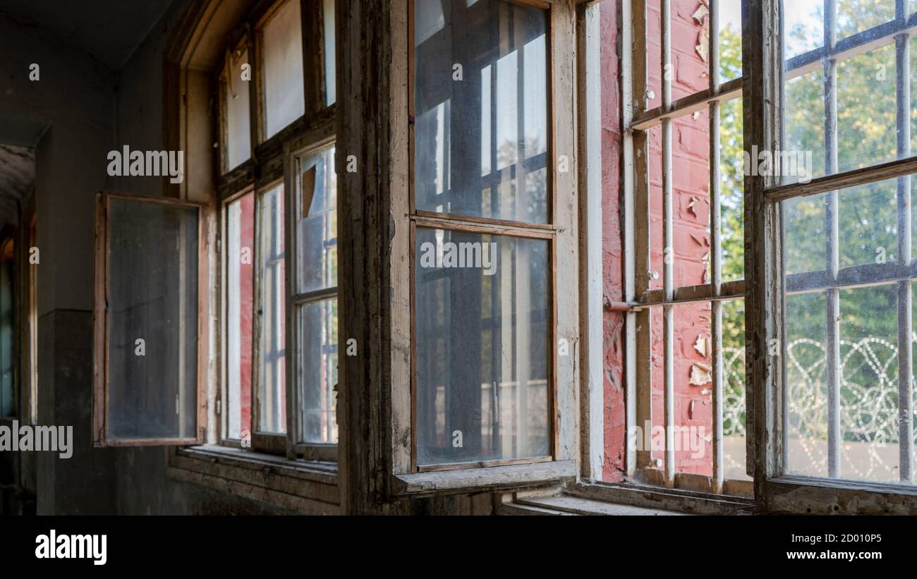 Light Coming in Through Prison Cell Bars Window. Empty Jail Cells ...