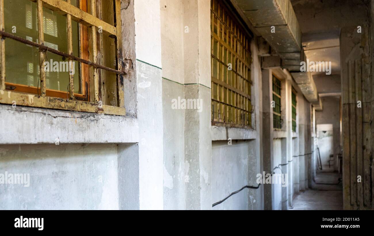 Light Coming in Through Prison Cell Bars Window. Empty Jail Cells ...
