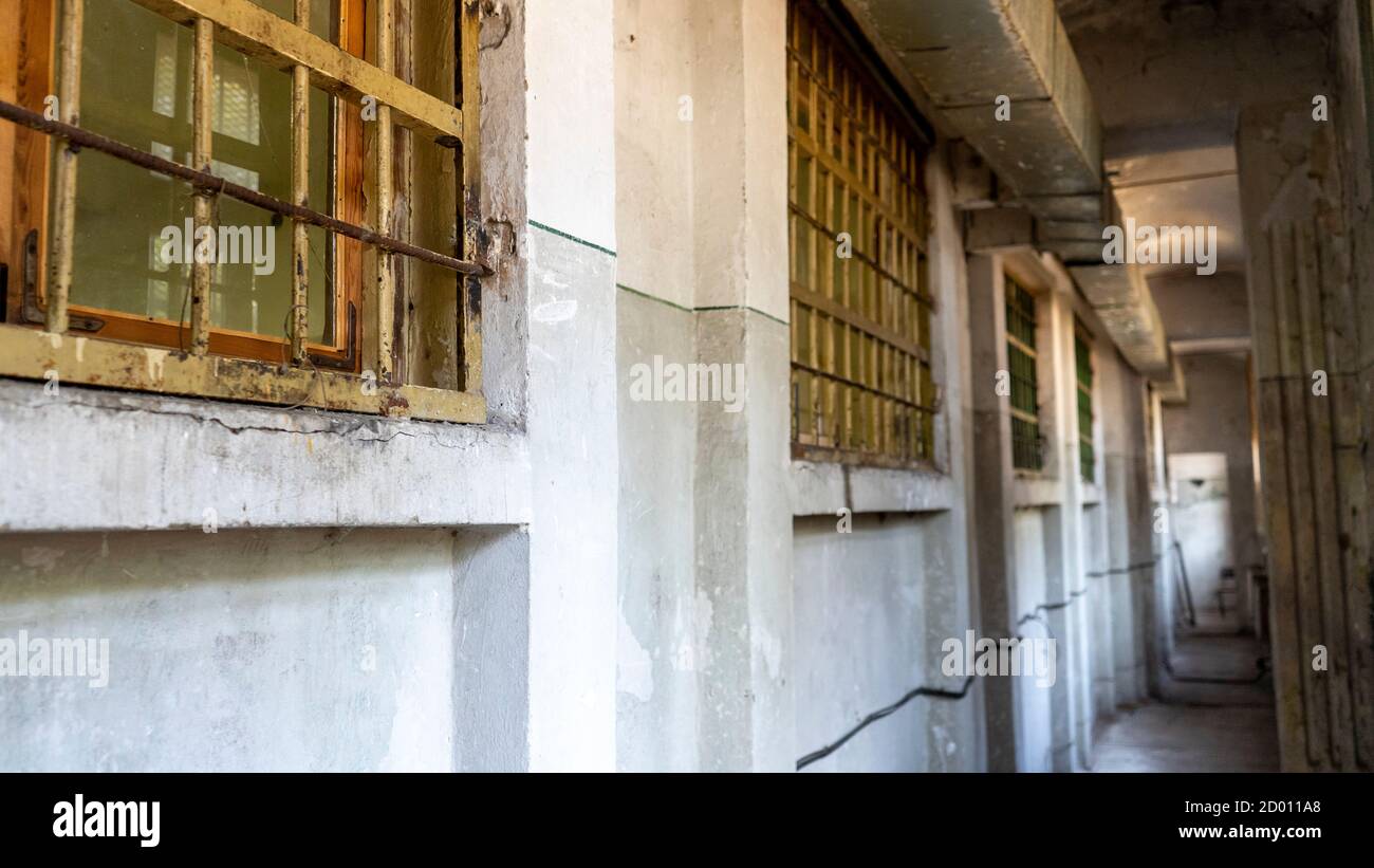Light Coming in Through Prison Cell Bars Window. Empty Jail Cells ...