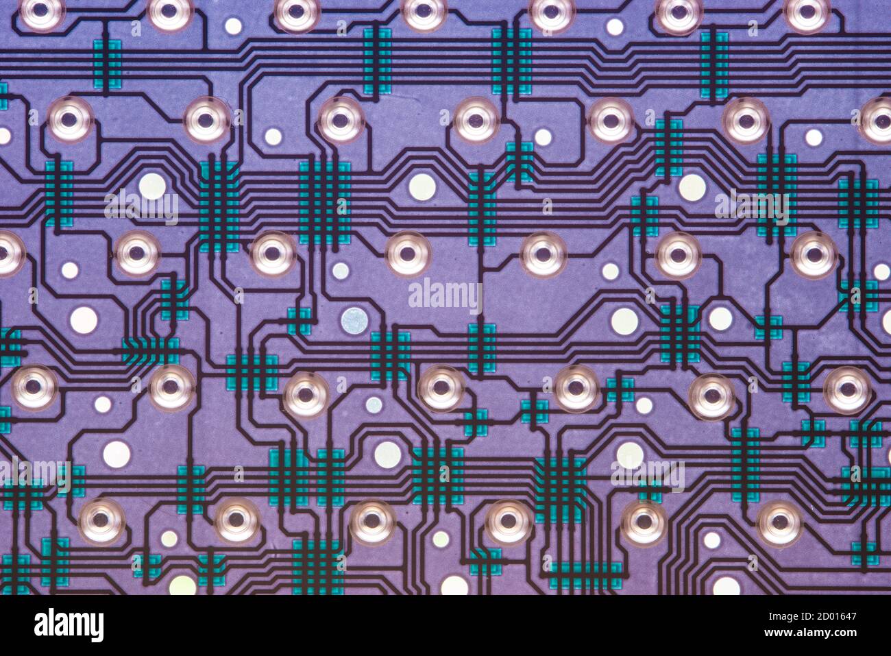 Inside view of computer keyboard electronic circuit in back light Stock ...