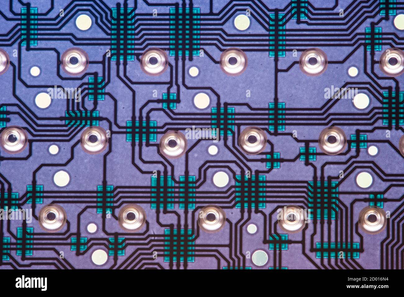 Inside view of computer keyboard electronic circuit in back light Stock ...