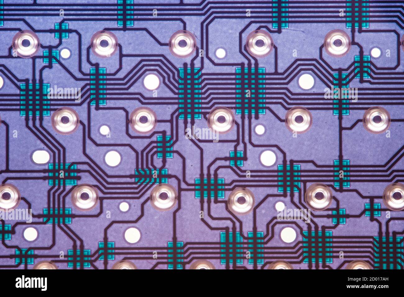 Inside view of computer keyboard electronic circuit in back light Stock ...