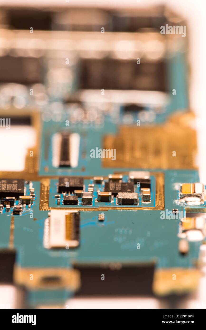 macro details of electronic components in computer circuits Stock Photo ...
