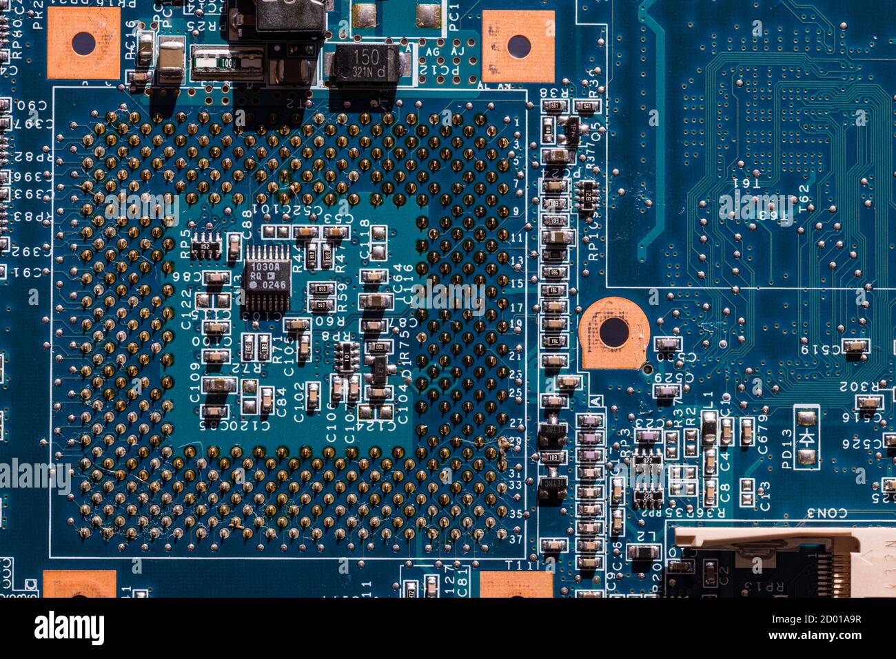 macro details of electronic components in computer circuits Stock Photo ...