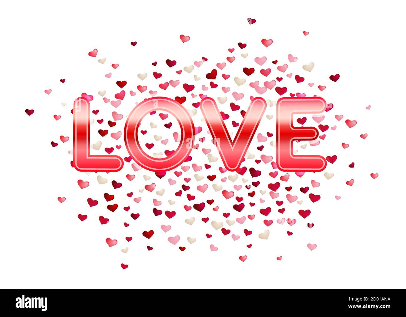 Valentines day concept with pink, purple, pearl splash hearts and ...