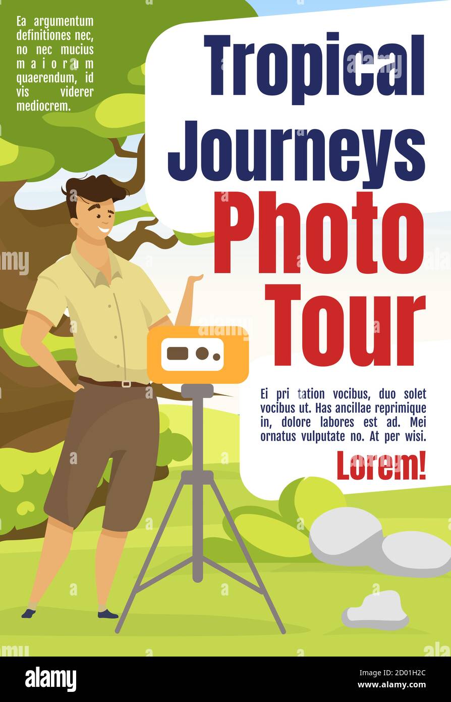 Tropical journeys photo tour magazine cover template. Tourism ...